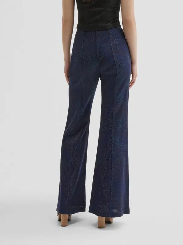 MARGHERITA MACCAPANI Easy Flared Trousers In Organic Cotton Blend - Navy