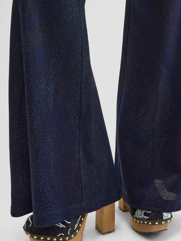 MARGHERITA MACCAPANI Easy Flared Trousers In Organic Cotton Blend - Navy