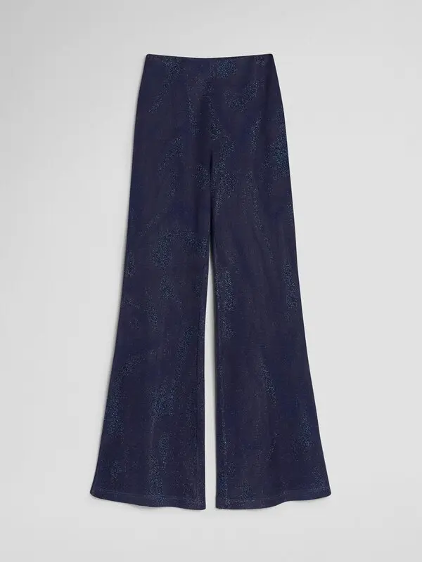 MARGHERITA MACCAPANI Easy Flared Trousers In Organic Cotton Blend - Navy