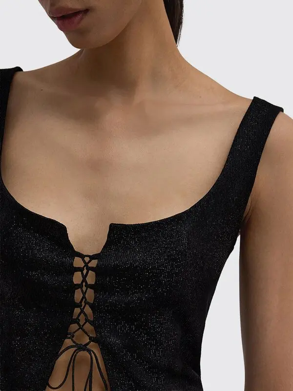 MARGHERITA MACCAPANI Glitter Cotton Blend Top - Black