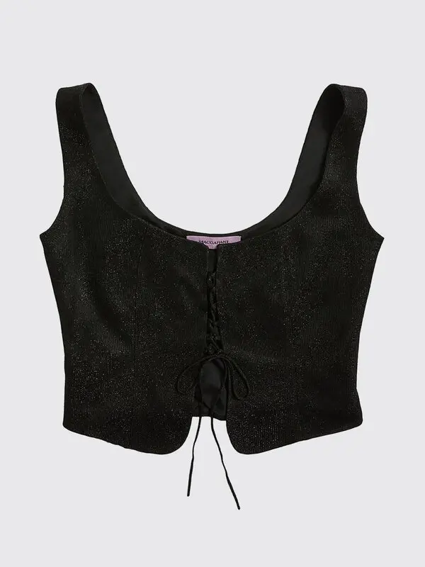 MARGHERITA MACCAPANI Glitter Cotton Blend Top - Black