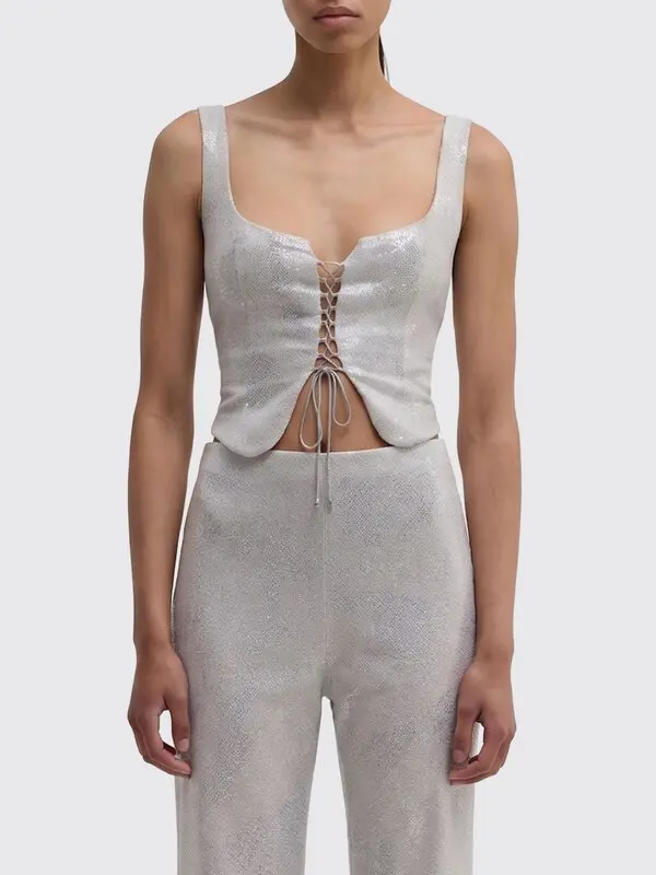 MARGHERITA MACCAPANI Metallic Glitter Corset Top - White