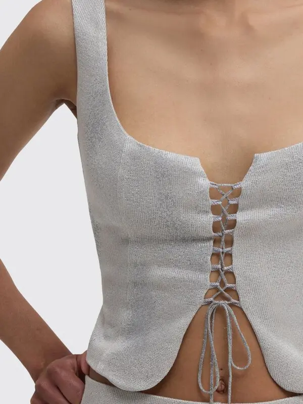 MARGHERITA MACCAPANI Metallic Glitter Corset Top - White