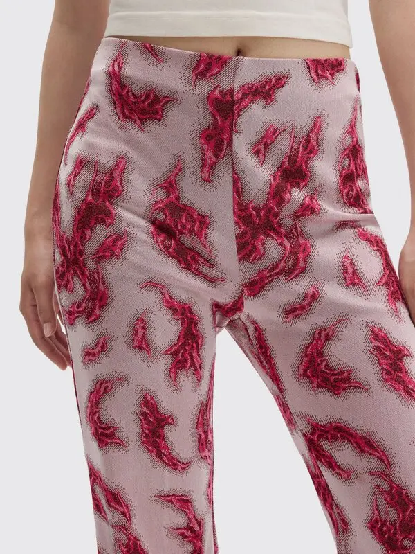 MARGHERITA MACCAPANI Easy Flared Trousers In Printed Organic Cotton Blend