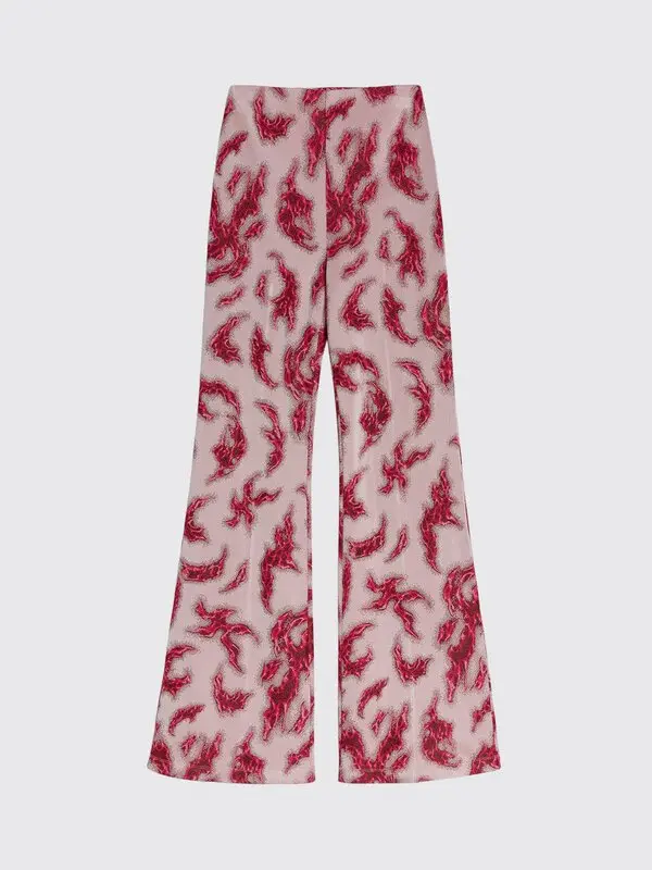 MARGHERITA MACCAPANI Easy Flared Trousers In Printed Organic Cotton Blend