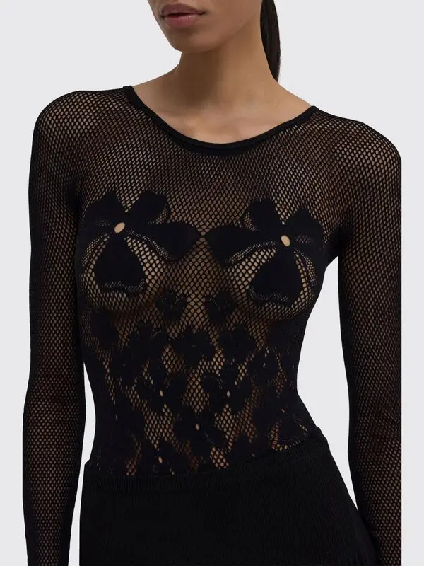 MARGHERITA MACCAPANI Sheer Floral Mesh Bodysuit - Black