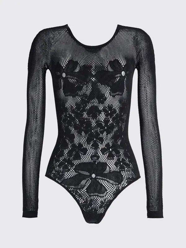 MARGHERITA MACCAPANI Sheer Floral Mesh Bodysuit - Black