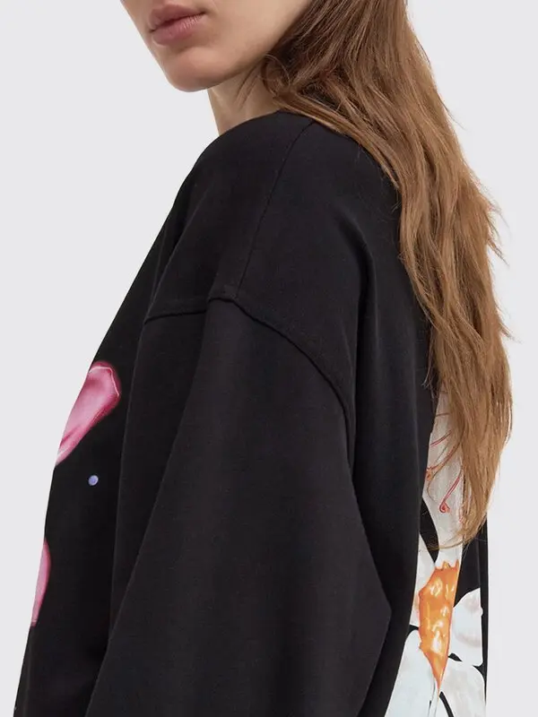 MARGHERITA MACCAPANI Floral Print Long Sleeve Oversized Cotton T-shirt