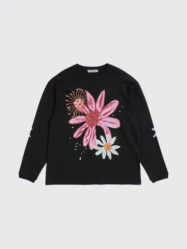 MARGHERITA MACCAPANI Floral Print Long Sleeve Oversized Cotton T-shirt