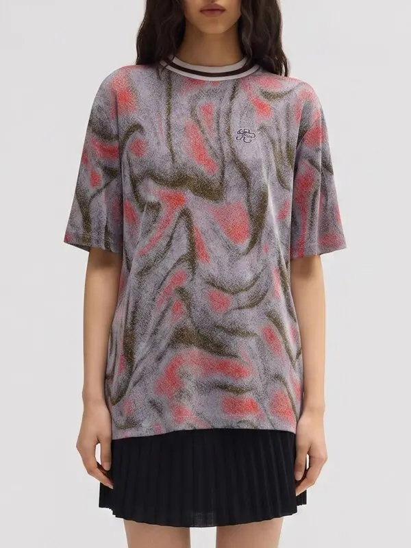 MARGHERITA MACCAPANI Abstract Patterned Viscose T-shirt - Sky