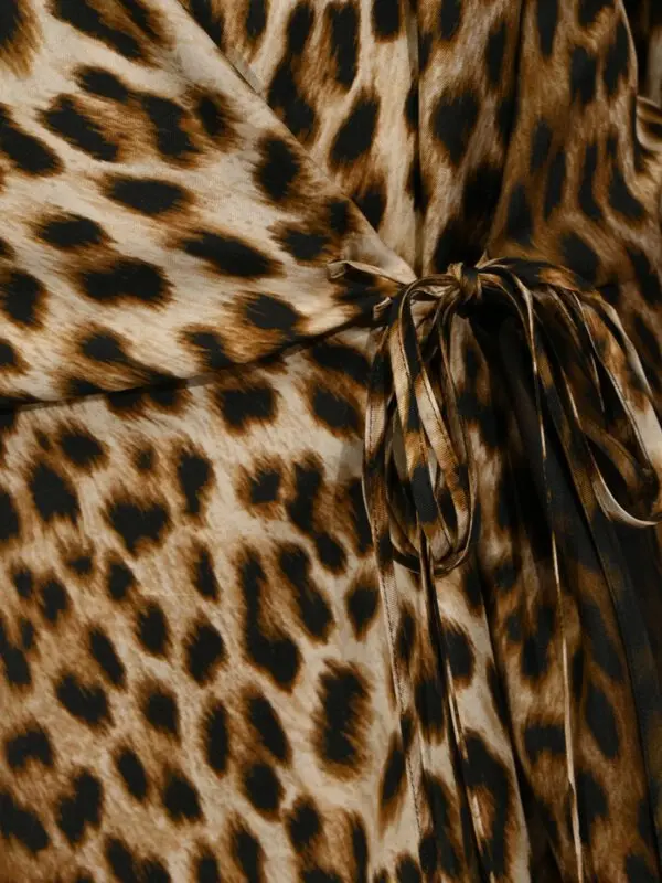 Sportmax Silk Animal Print Mini Wrap Shirt Dress