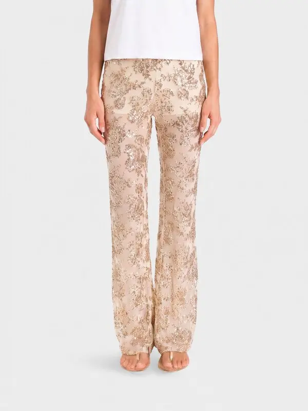 TWINSET Slim Fit Jersey Trousers With Embroidered Sequins