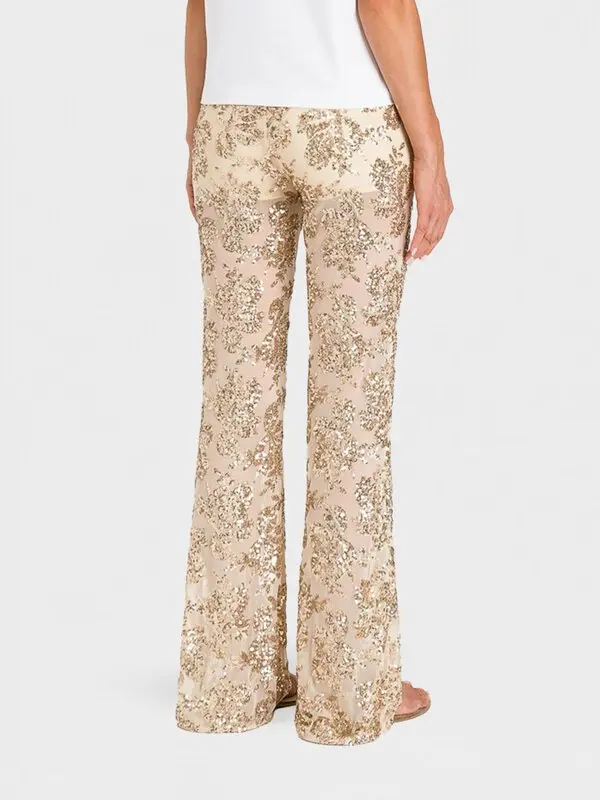 TWINSET Slim Fit Jersey Trousers With Embroidered Sequins