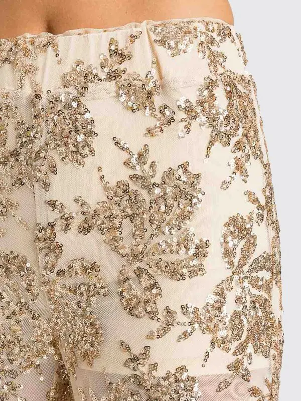TWINSET Slim Fit Jersey Trousers With Embroidered Sequins