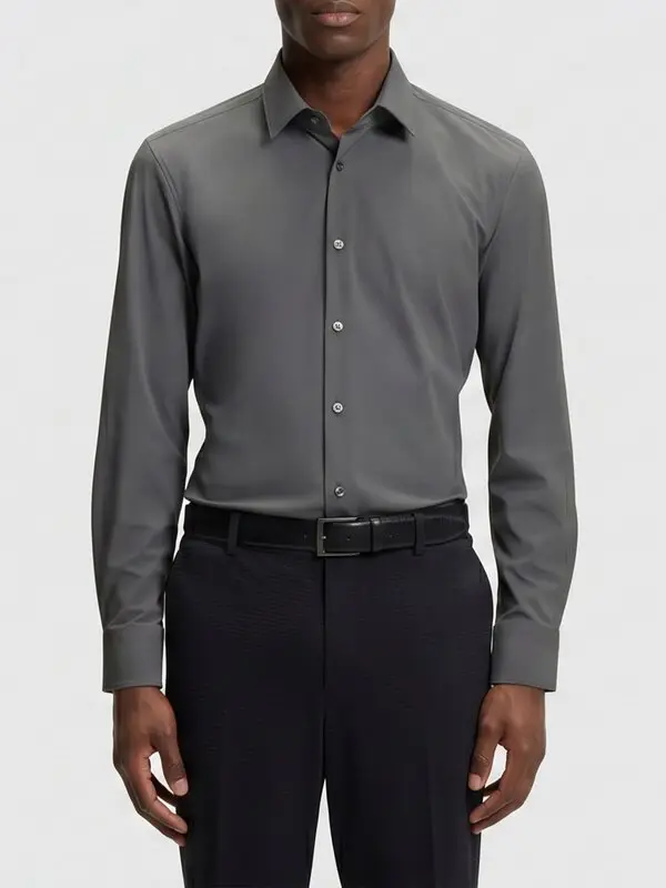 BOSS Classic Cotton Poplin Shirt - Grey