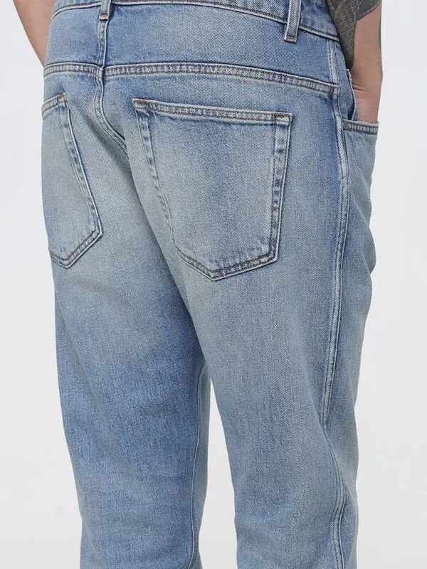 LARDINI Straight Stretch Cotton Denim Jeans - Gnawed Blue