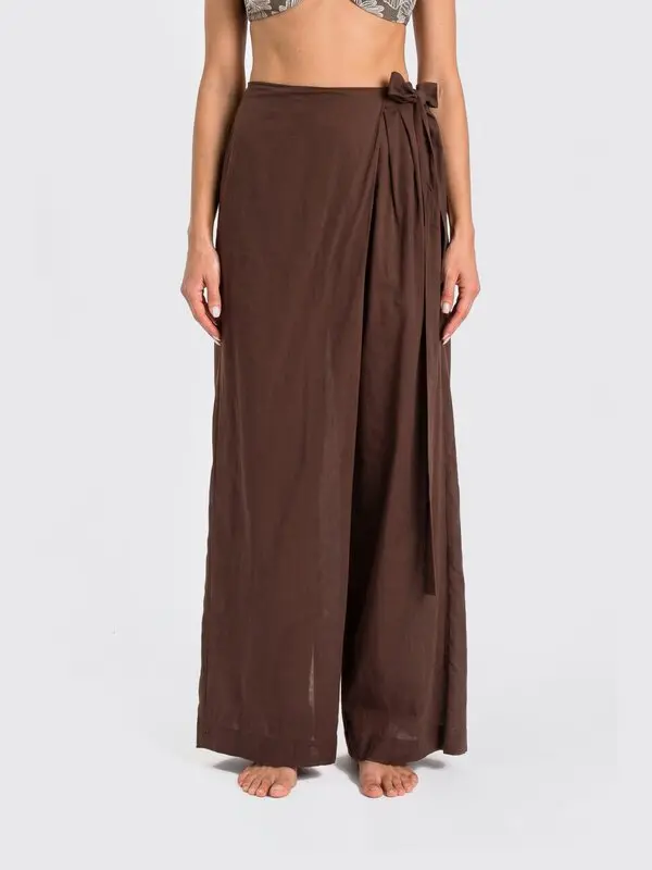 TWINSET U & B Wide Leg Palazzo Trousers - Coffee