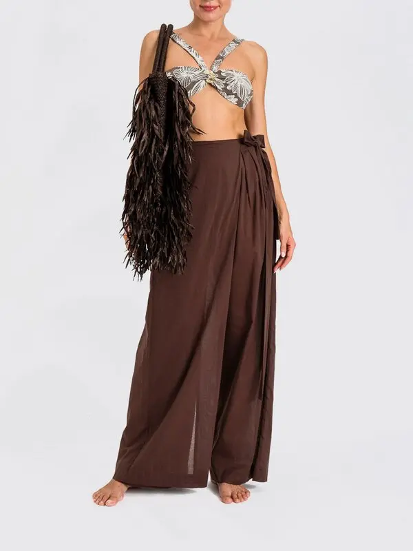 TWINSET Wide Leg Cotton Trousers