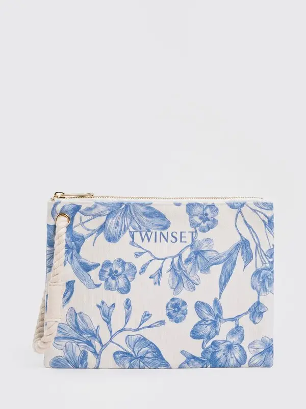 TWINSET Cotton Canvas Pouch With Floral Print - Multicolor