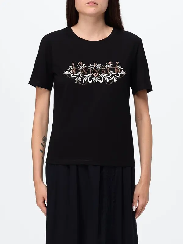 TWINSET Embellished Cotton Blend T-shirt - Black