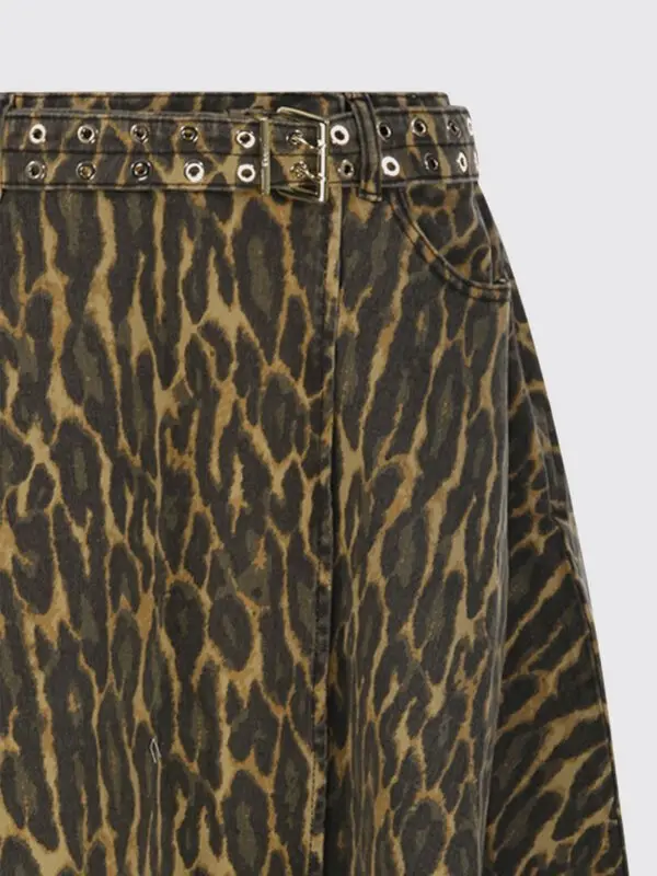 GANNI Animal Print Flared Organic Cotton Skirt - Multicolor