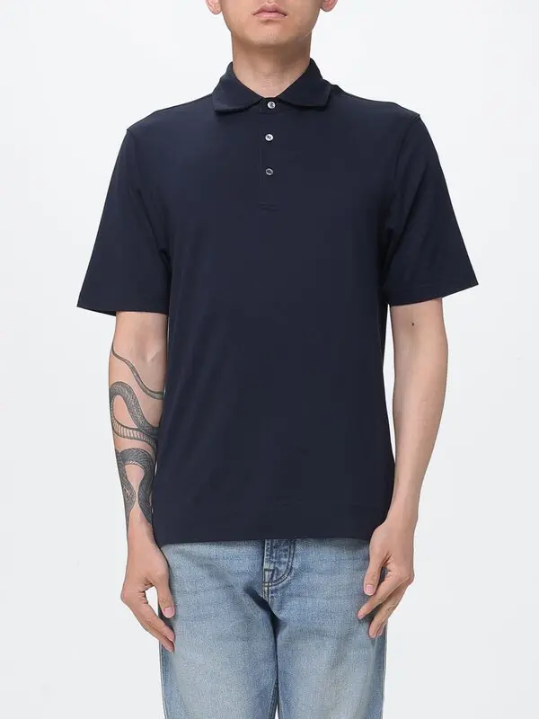 LARDINI Cotton Polo Shirt - Blue