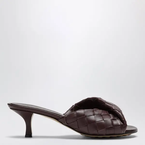 Bottega Veneta Dark Mahogany Intrecciato Mule Blink Sandals - Brown