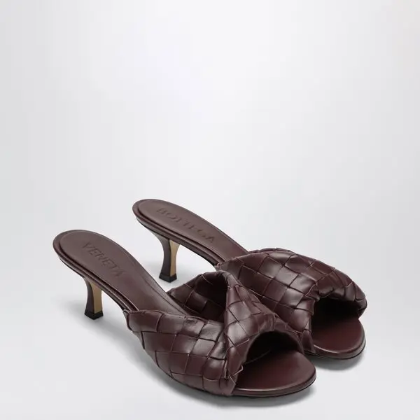 Bottega Veneta Dark Mahogany Intrecciato Mule Blink Sandals - Brown