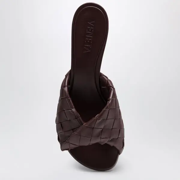 Bottega Veneta Dark Mahogany Intrecciato Mule Blink Sandals - Brown