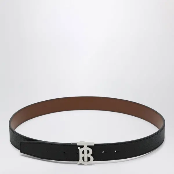 Burberry Reversible Leather Belt With Logo Buckle - Black