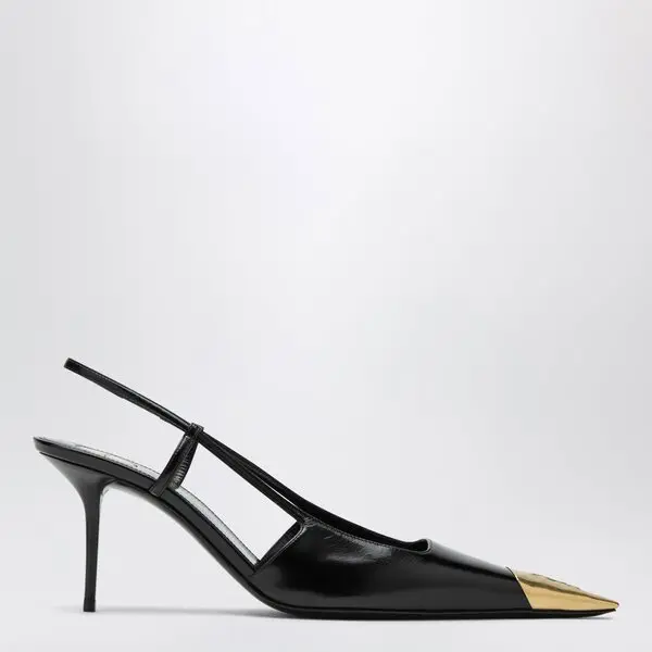 Saint Laurent Jeanne Slingback Pumps In Smooth Leather - Black