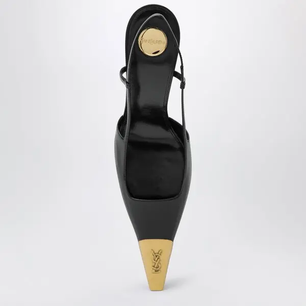 Saint Laurent Jeanne Slingback Pumps In Smooth Leather - Black