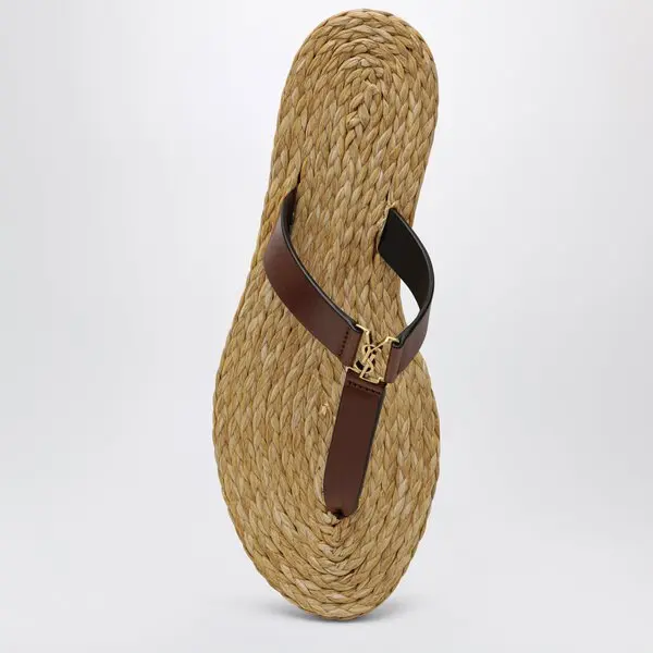 Saint Laurent Babylone Leather Thong Slippers