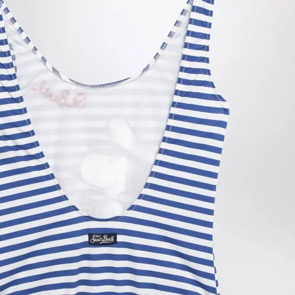 MC2 SAINT BARTH Striped One-piece Swimsuit With Snoopy Graphic