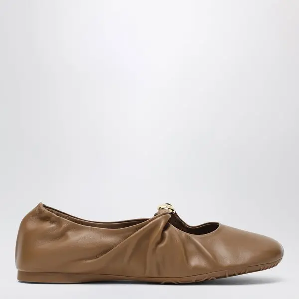 Loewe Nappa Leather Ballet Flats With Anagram Detail - Beige