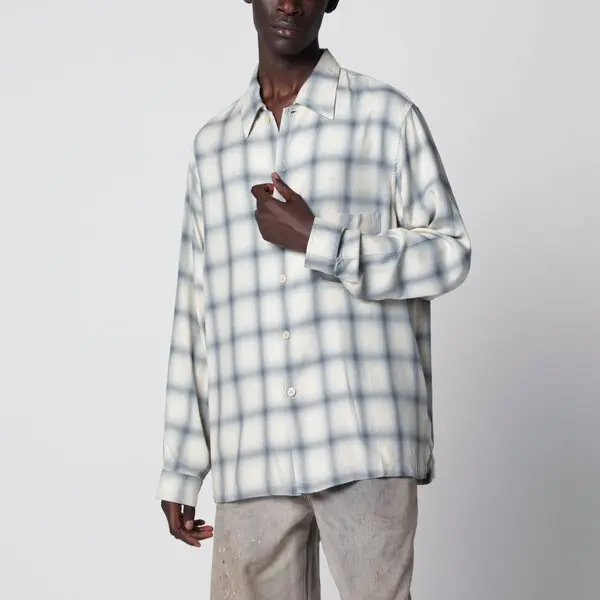 Our Legacy White Shirt With Check Pattern In Viscose - Beige
