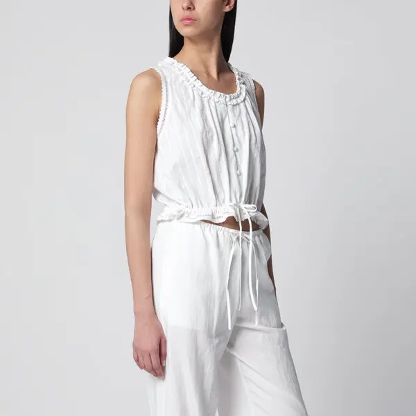 DUNST Perforated Cotton Tank Top - White