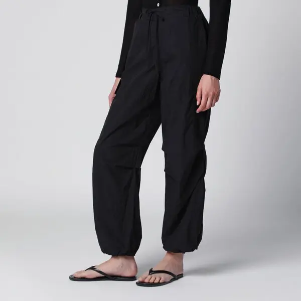 DUNST Utility Cargo Trousers With Drawstring Waist - Black