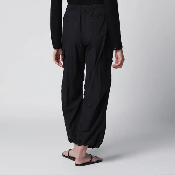 DUNST Utility Cargo Trousers With Drawstring Waist - Black