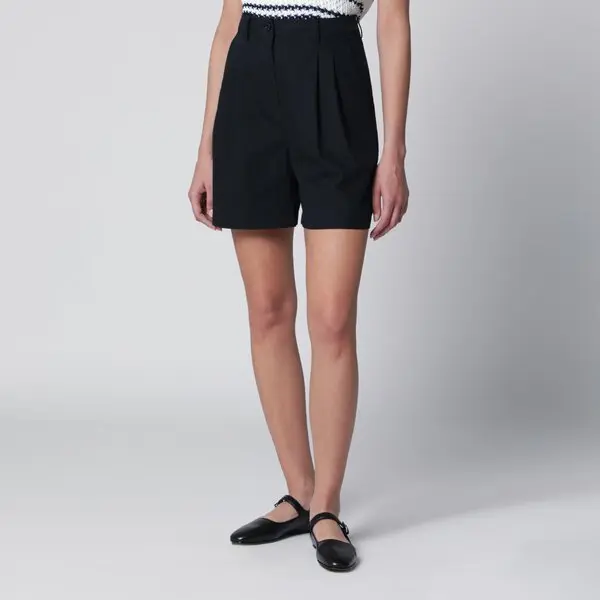 DUNST Navy Cotton-blend Bermuda Shorts - Blue