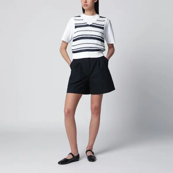 DUNST Navy Cotton-blend Bermuda Shorts - Blue