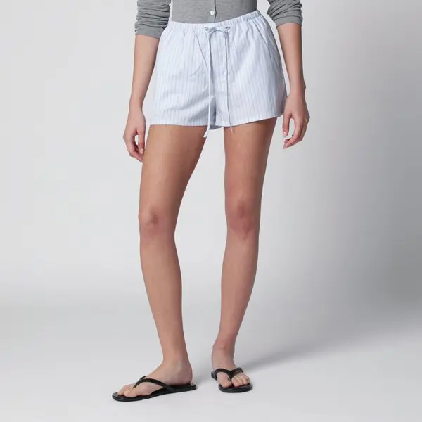 DUNST Striped Pajama Mini Shorts - Light Blue