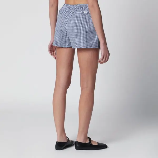 DUNST Navy Gingham Pajama Mini Shorts - Blue