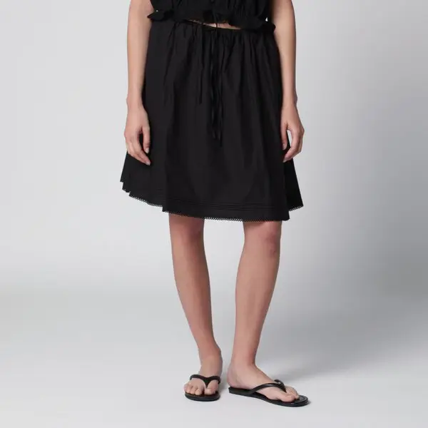 DUNST Cotton Midi Full Skirt - Black