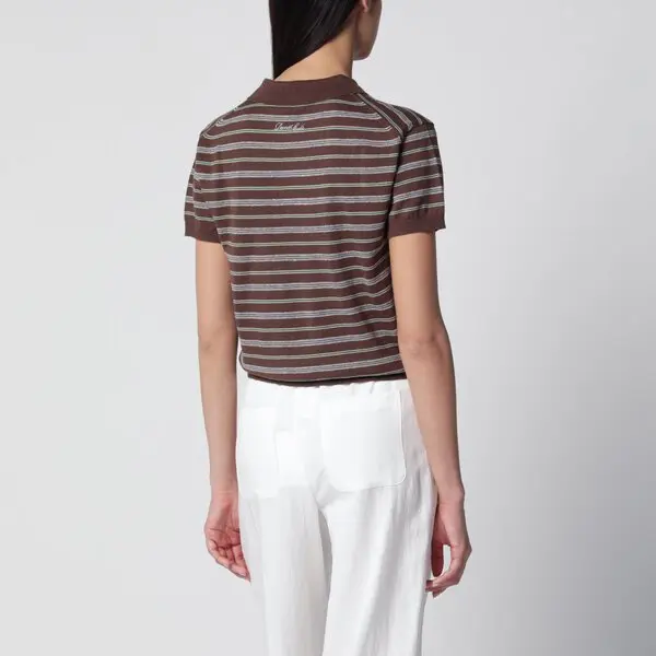 DUNST Striped Linen-blend Knit Polo