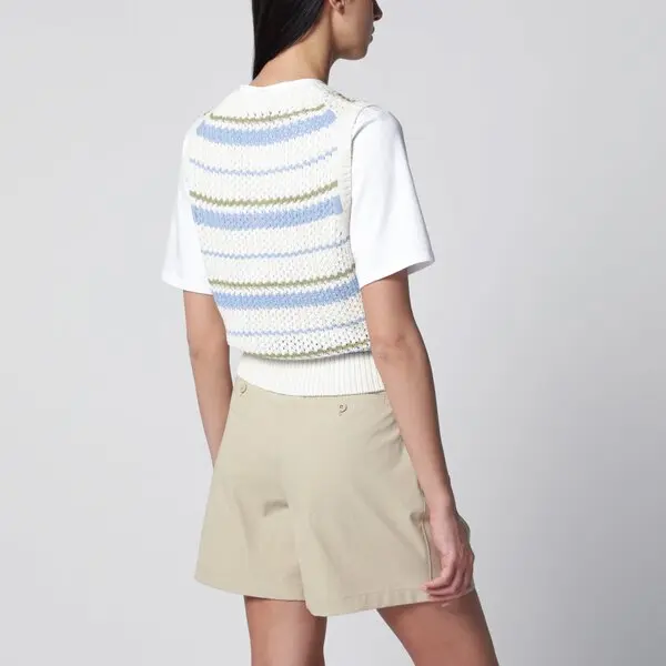DUNST Crochet-effect Striped Vest