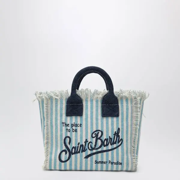MC2 SAINT BARTH Colette Striped Fabric Bag With Fringes