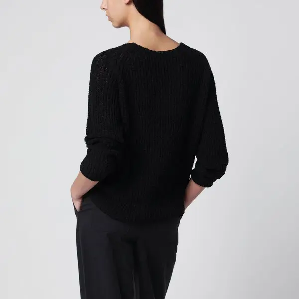 DUNST Loose-knit Cotton-blend Top - Black