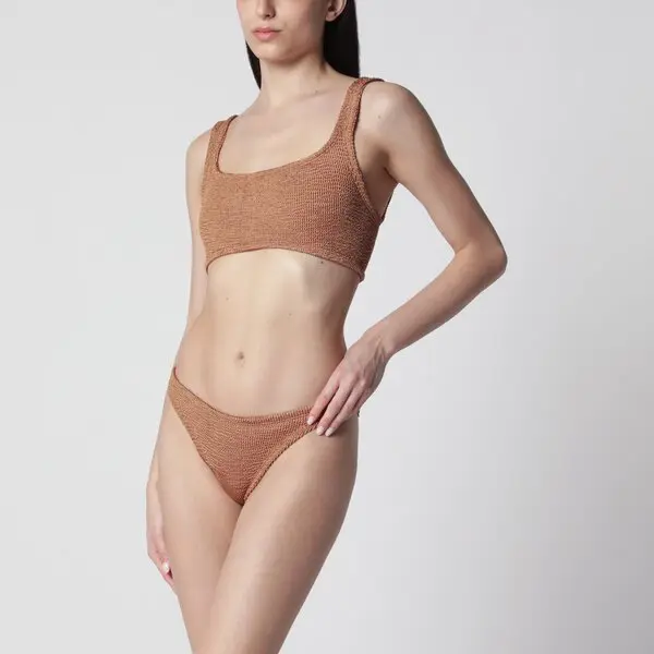 Hunza G Xandra Metallic Cocoa Two-piece Bikini - Brown
