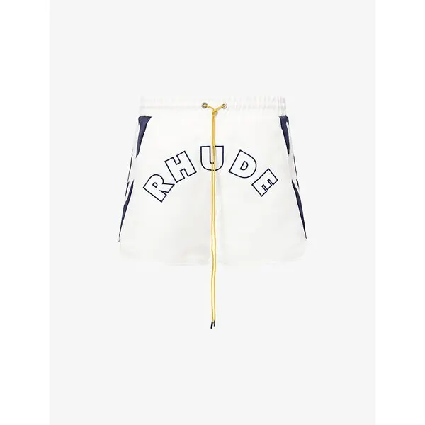Rhude Logo Lightning Cotton-jersey Sweat Shorts - White